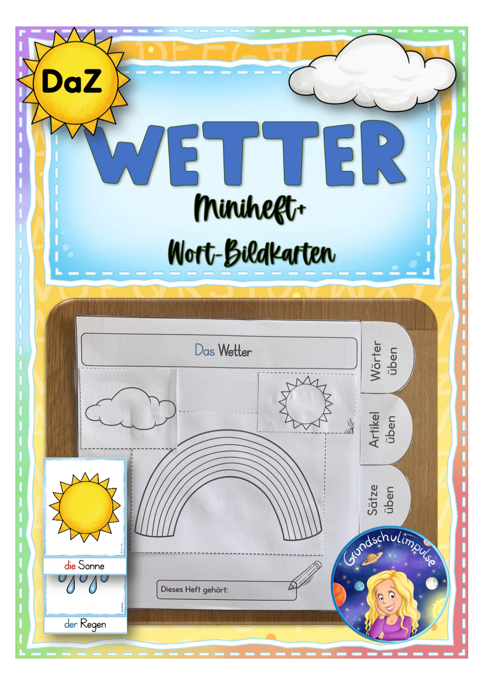 DaZ/DaF: "Das Wetter" Minibuch + Wort-Bildkarten (Paket ...