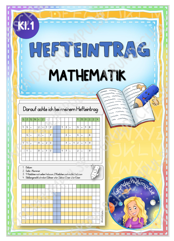 FREEBIE: Handout Hefteintrag Mathematik (Klasse 1) – Grundschulimpulse