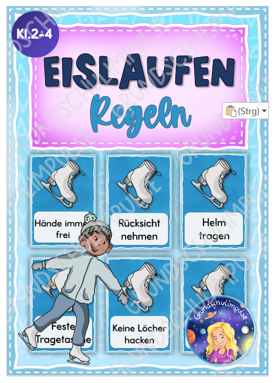 Eislaufen: Wort-Bildkarten (Regeln) – Grundschulimpulse