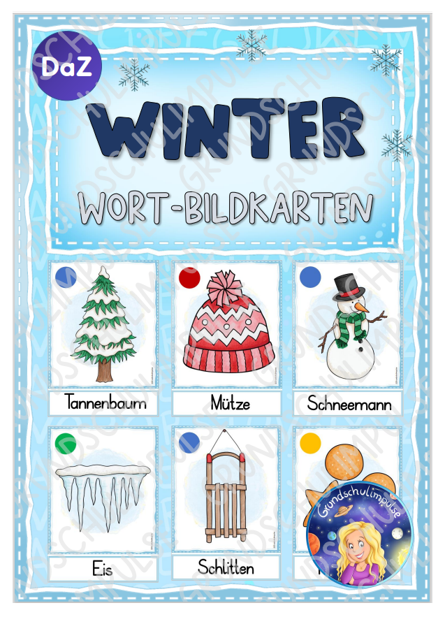 Winter: Wort-Bildkarten (DaZ/DaF) – Grundschulimpulse