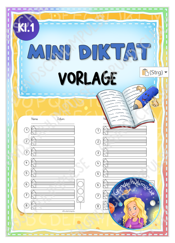FREEBIE: Mini-Diktat Vorlage (Klasse 1) – Grundschulimpulse